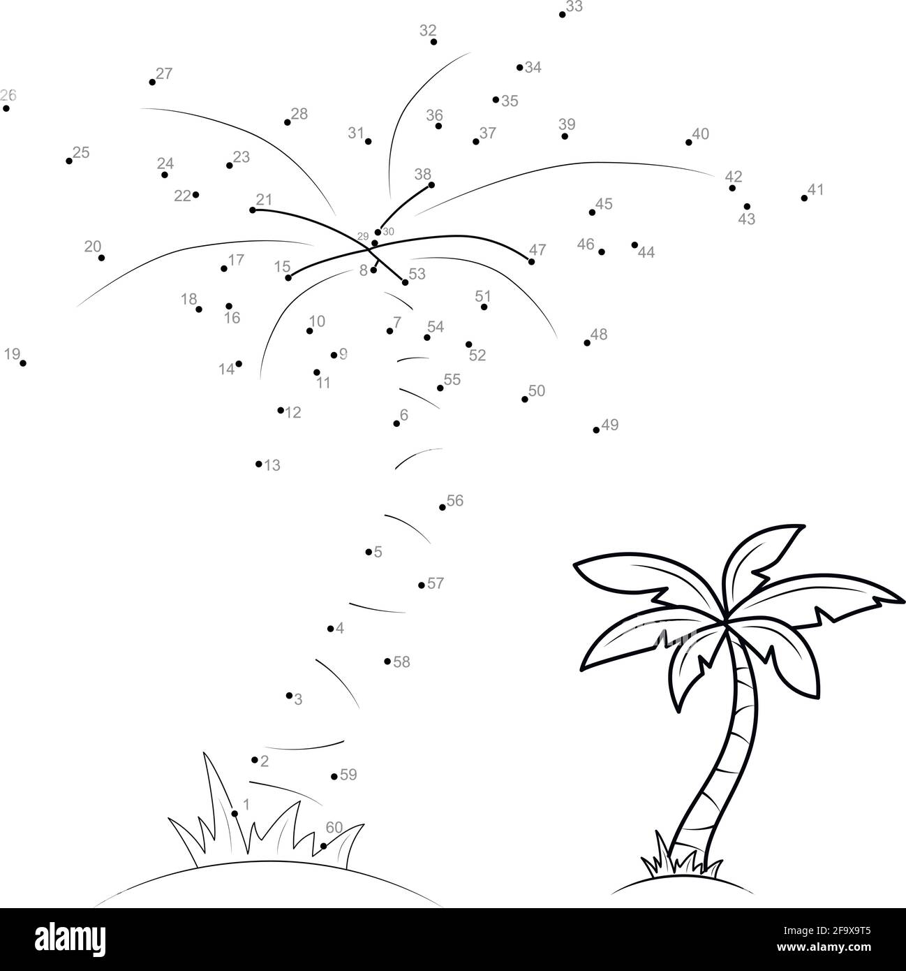 Dot to dot puzzle for children. Connect dots game. palm illustration ...