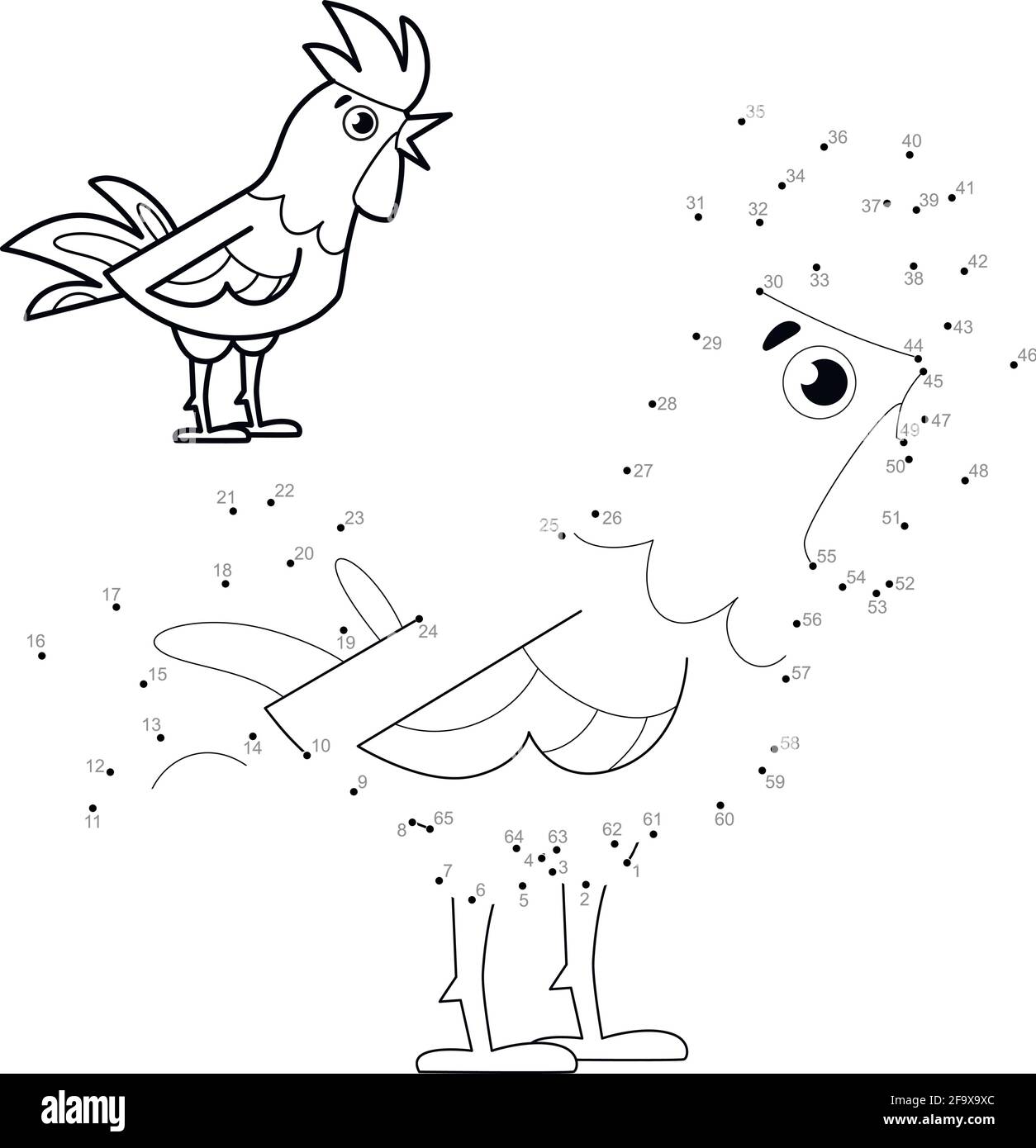 Dot to dot puzzle for children. Connect dots game. cock illustration ...