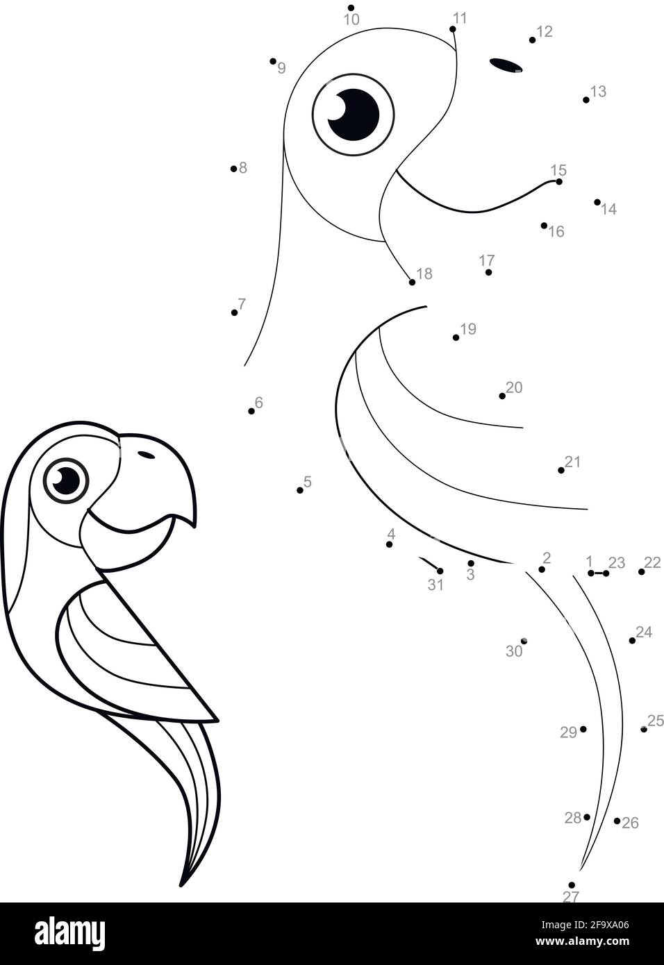 Dot to dot puzzle for children. Connect dots game. parrot illustration Stock Vector Image & Art ...