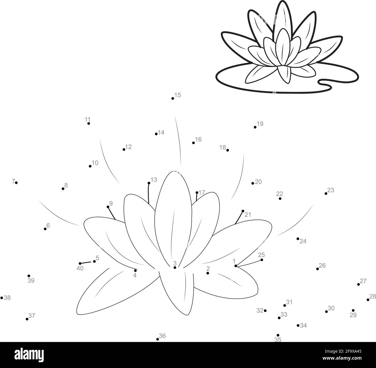 Dot to dot puzzle for children. Connect dots game. lotus illustration ...