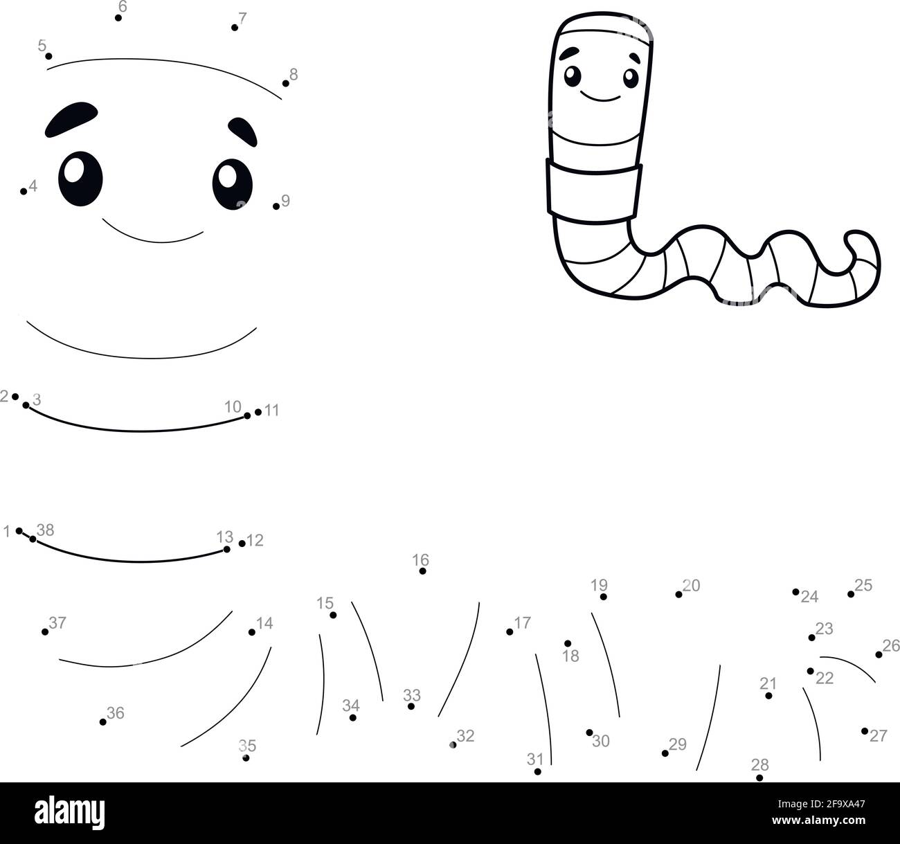 Dot to dot puzzle for children. Connect dots game. worm illustration ...