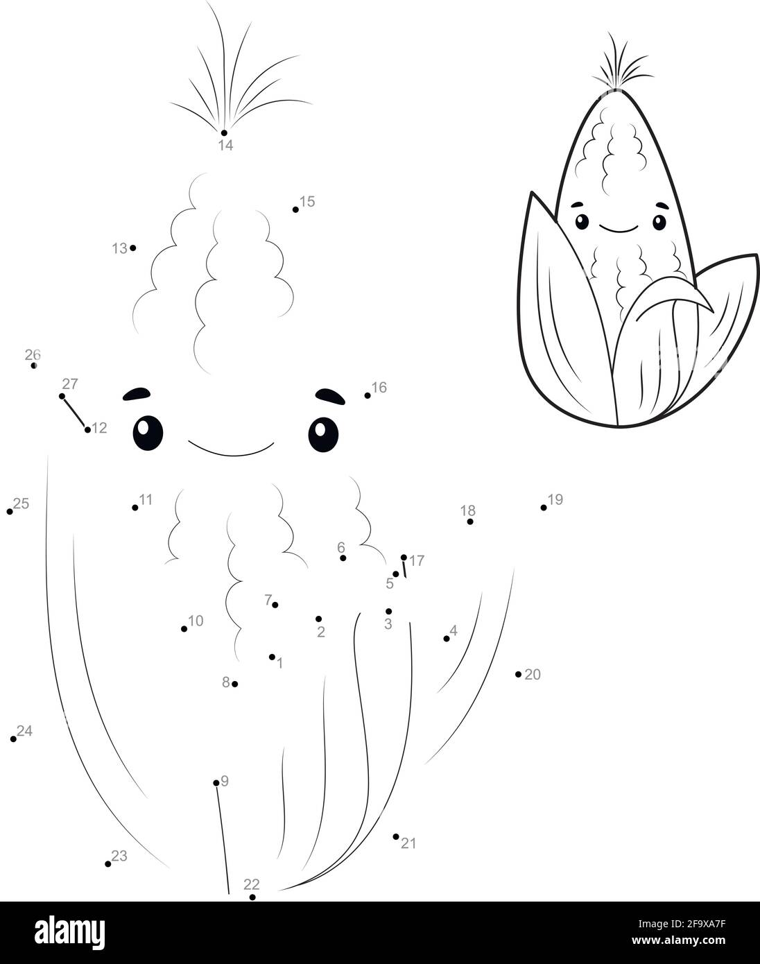 Dot to dot puzzle for children. Connect dots game. corn illustration ...