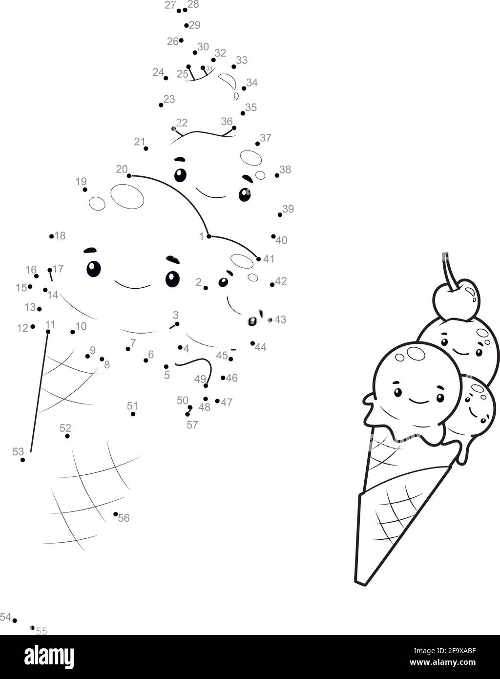 Dot to dot puzzle for children. Connect dots game. ice cream ...