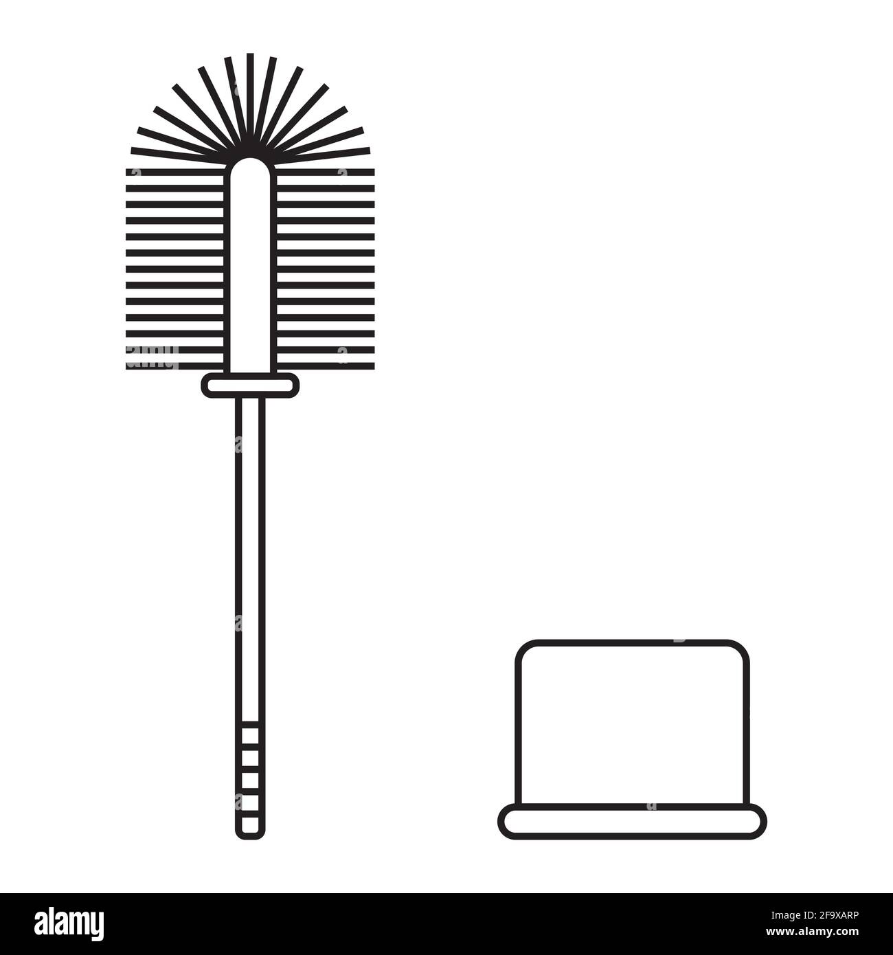 Toilet cleaner - toilet brush. Black and white icon. Vector ...