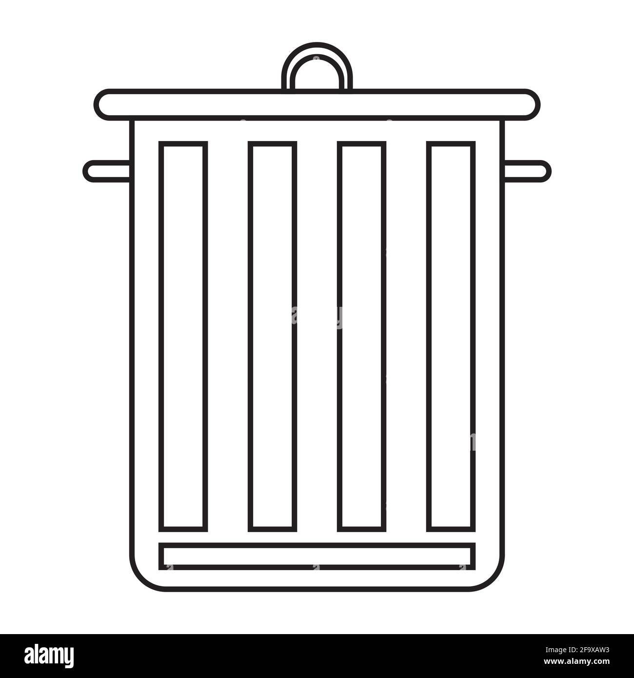 Universal waste bin with lid and handles. Black and white icon. Vector ...