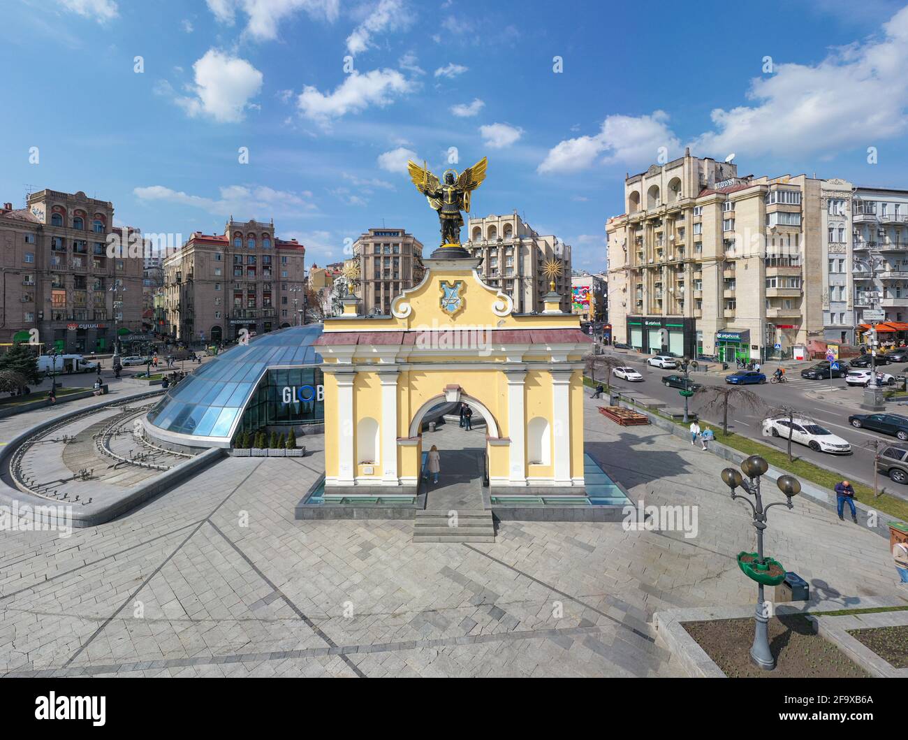 Kyiv, Ukraine - April 1, 2021: Statue of Saint Michael the Archangel ...