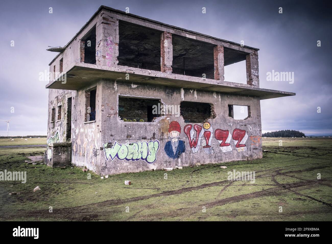 The derelict control tower on the disused WW2 RAF Davidstow Airfield on ...