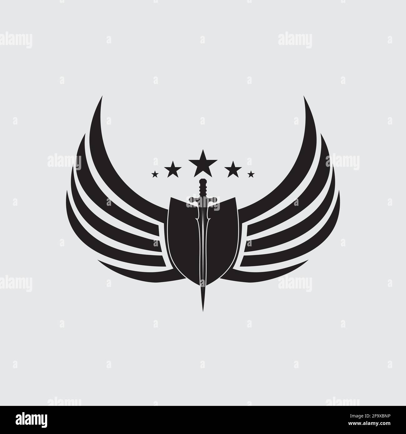 The winged sword with shield vector icon Stock Vector Image & Art - Alamy