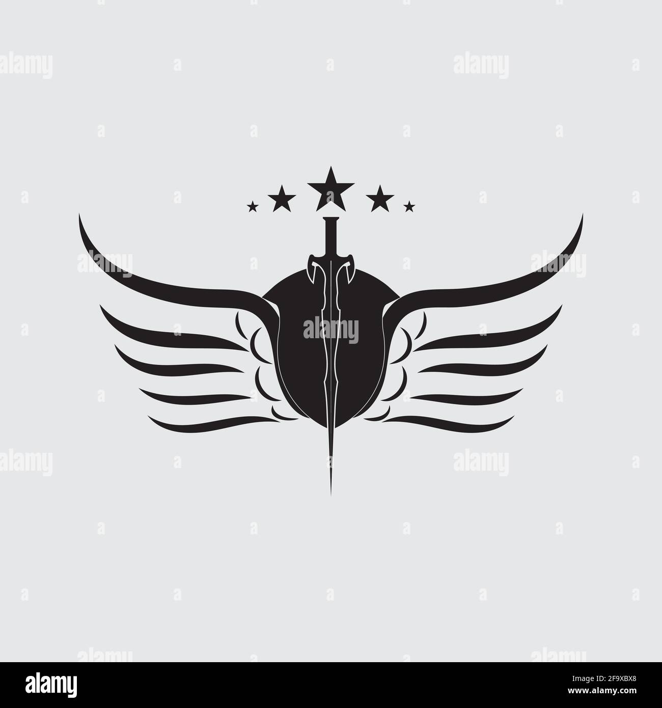 Winged sword banner heraldic design Stock Vector Images - Alamy