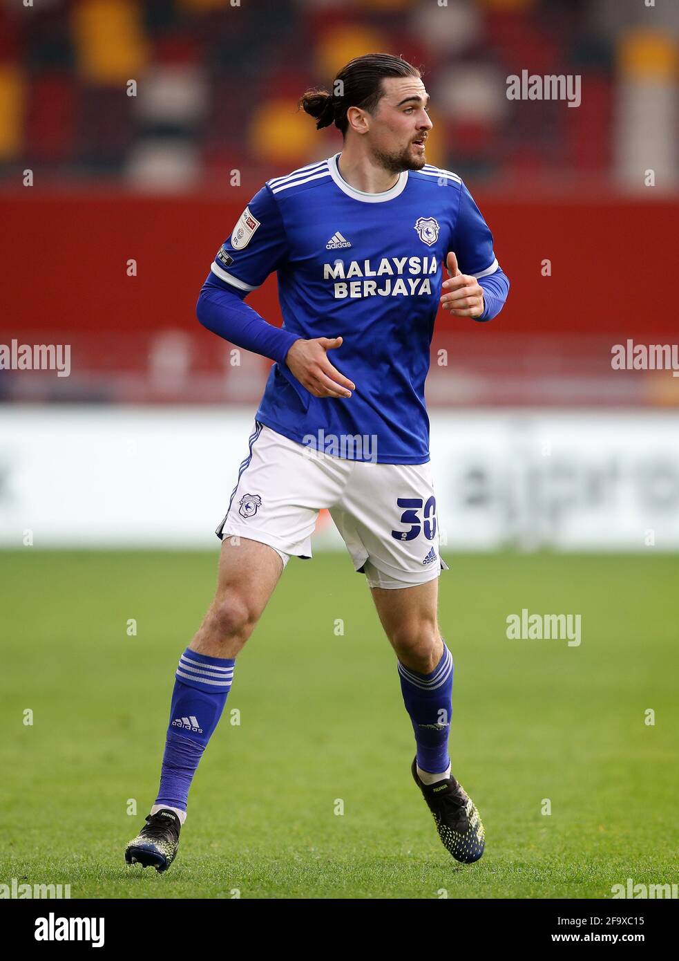 London, England, 20th April 2021. Ciaron Brown of Cardiff City during ...