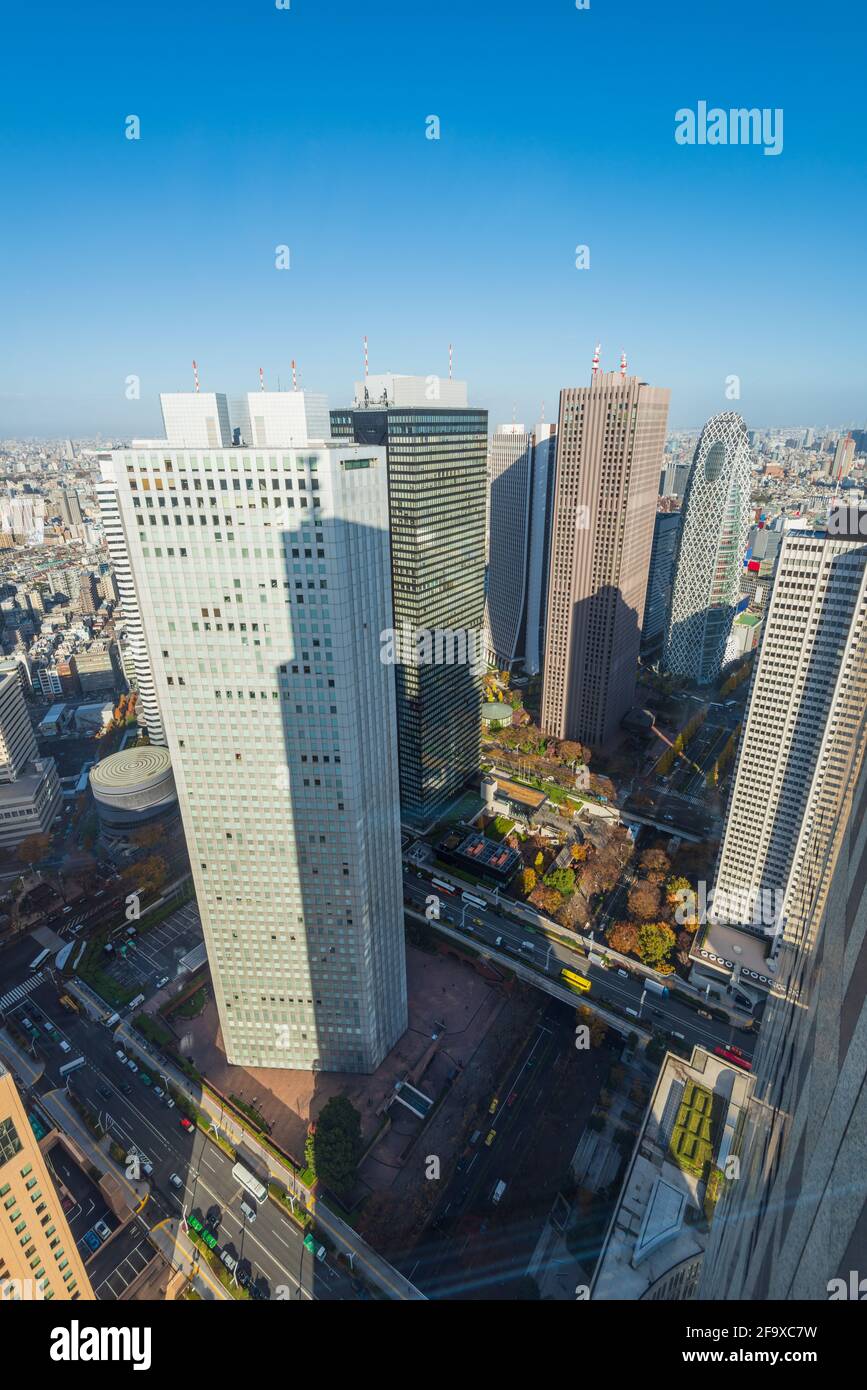 Tokyo, Japan - December 11, 2015: Aerial view of downtown Tokyo city ...