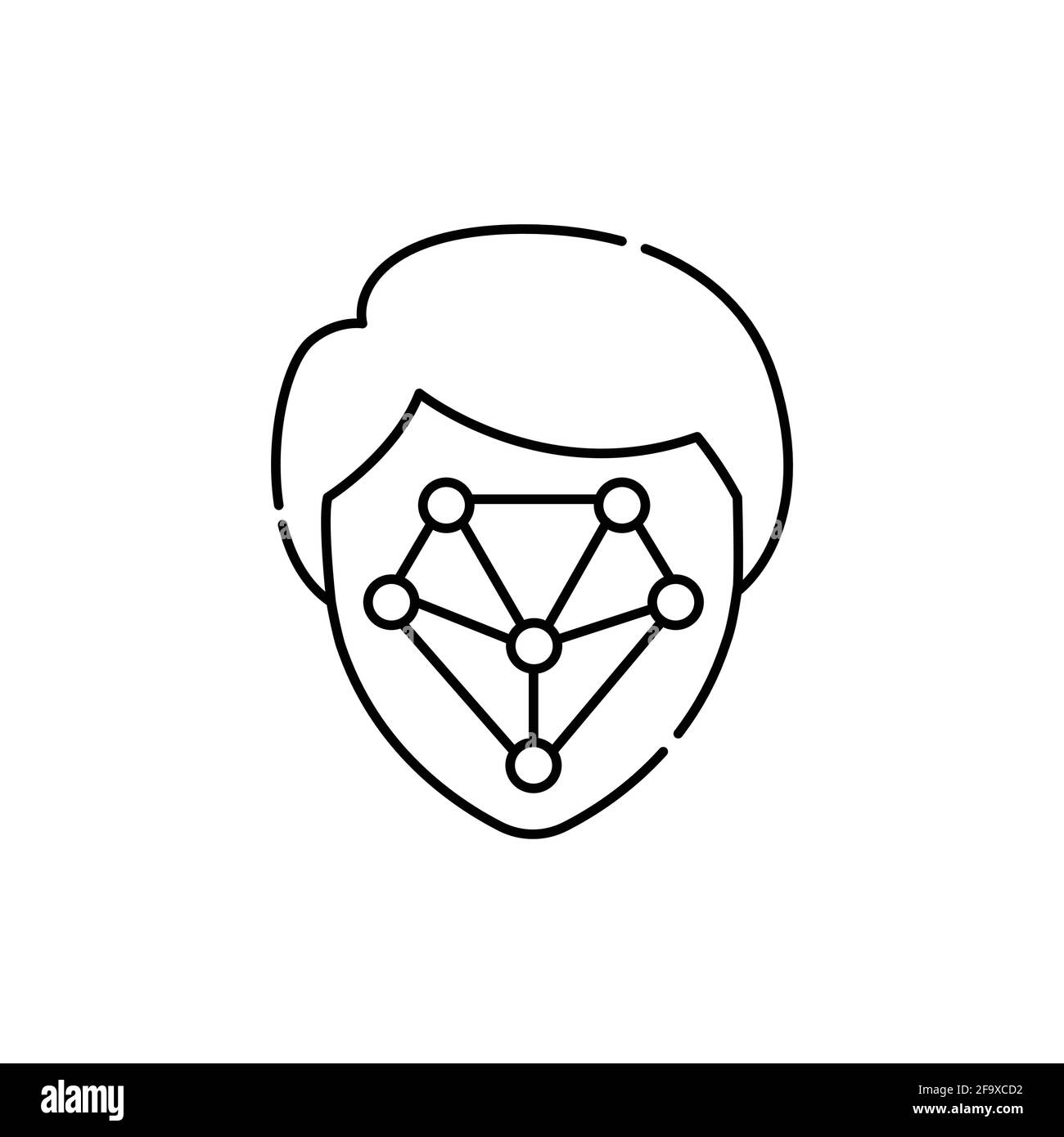 Face Identification Olor Line Icon Id And Verifying Person Pictogram