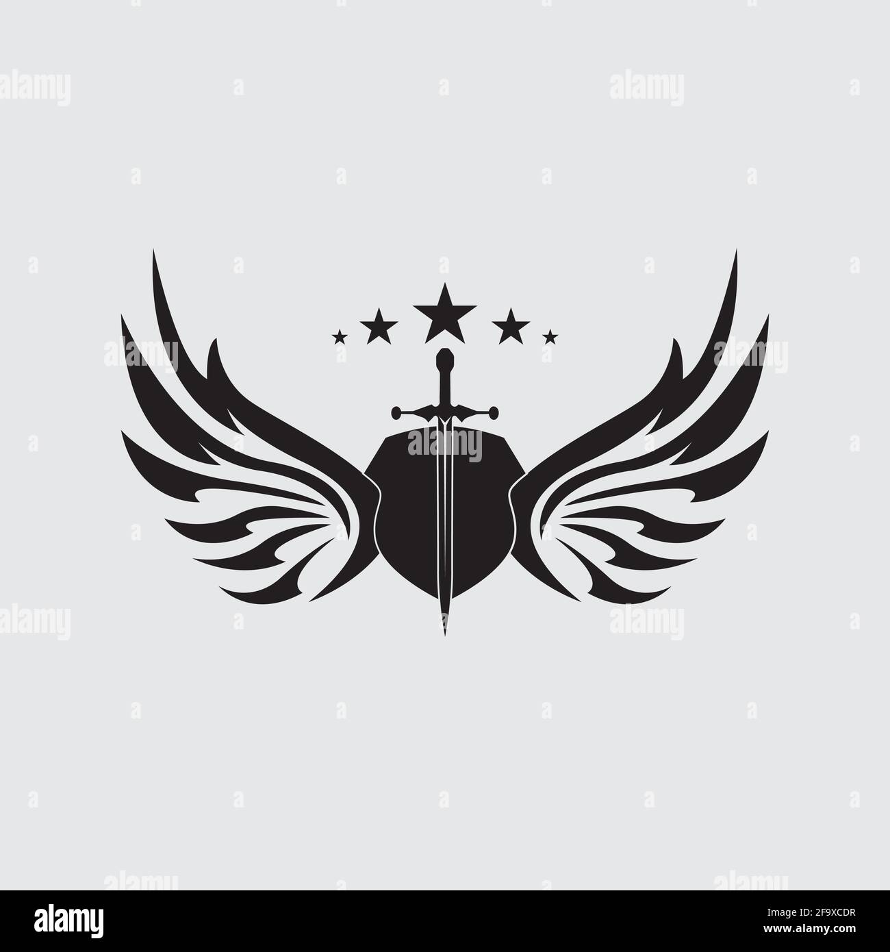 The winged sword with shield vector icon Stock Vector Image & Art - Alamy