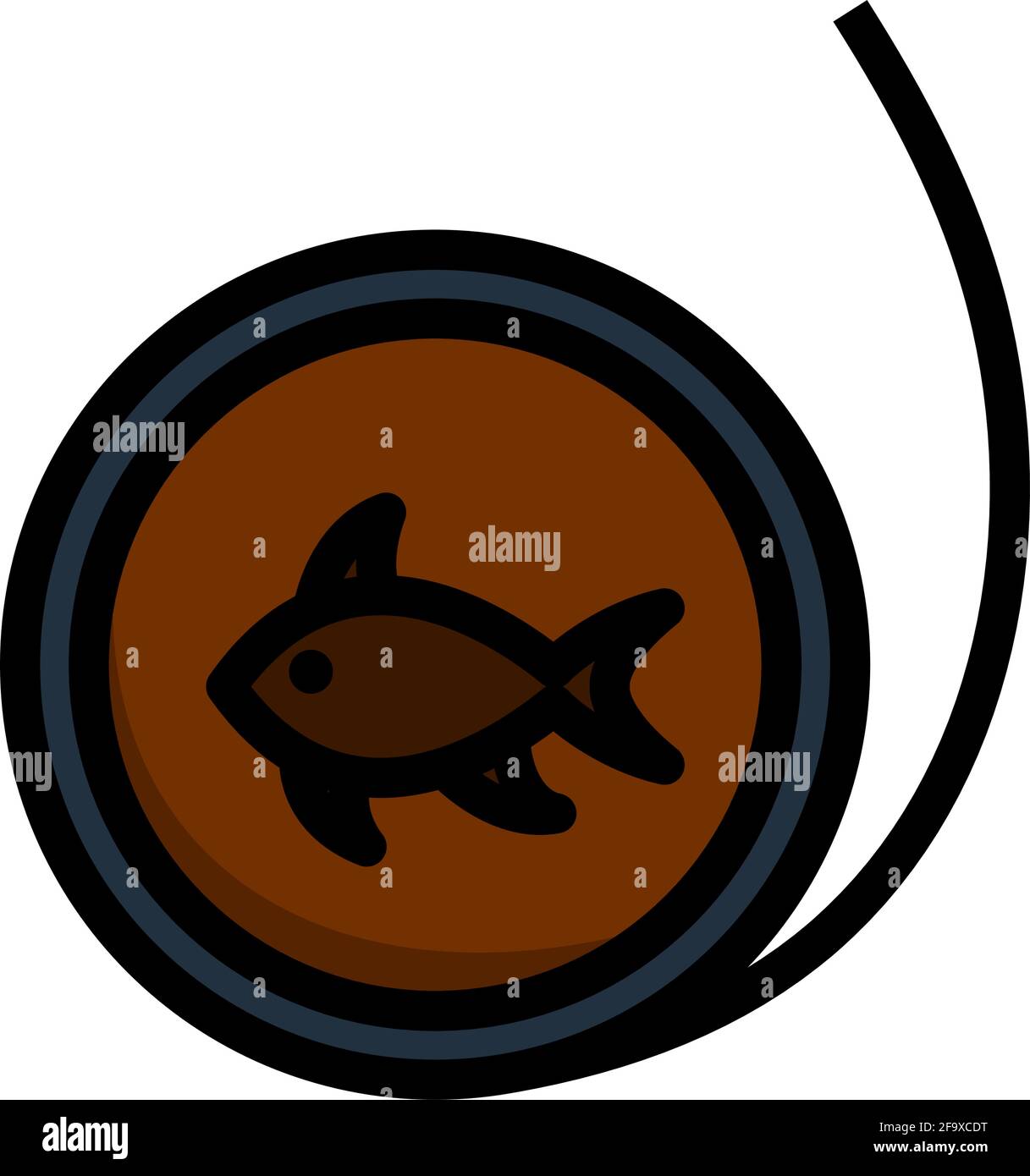Icon Of Fishing Line. Editable Bold Outline With Color Fill Design ...