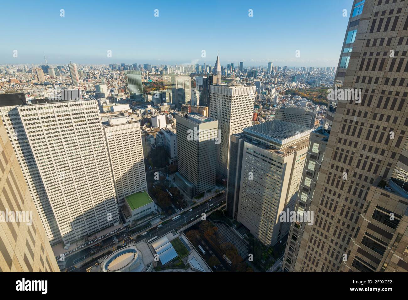 Tokyo, Japan - December 11, 2015: Aerial view of downtown Tokyo city ...