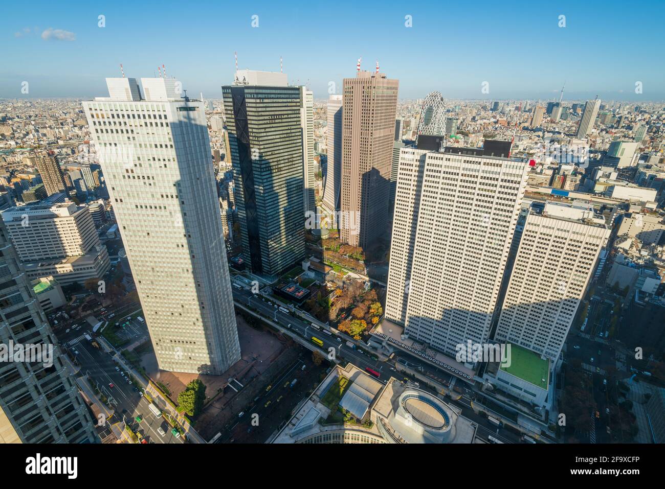 Tokyo, Japan - December 11, 2015: Aerial view of downtown Tokyo city ...