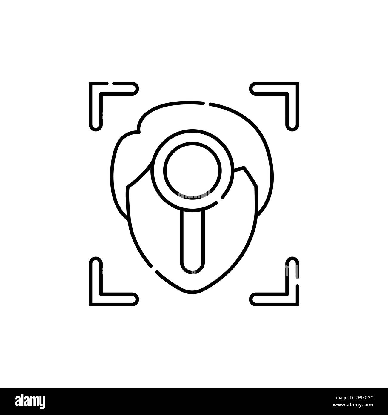 Face Identification Olor Line Icon Id And Verifying Person Pictogram