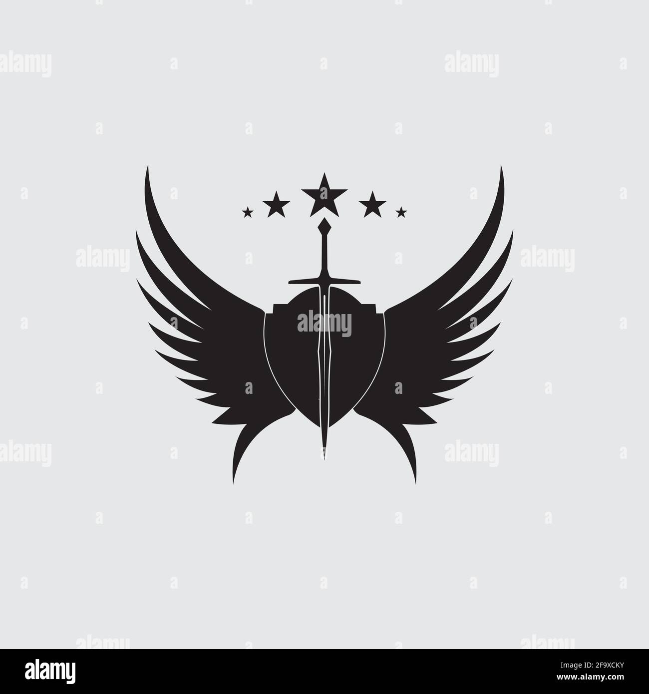 The winged sword with shield vector icon Stock Vector Image & Art - Alamy