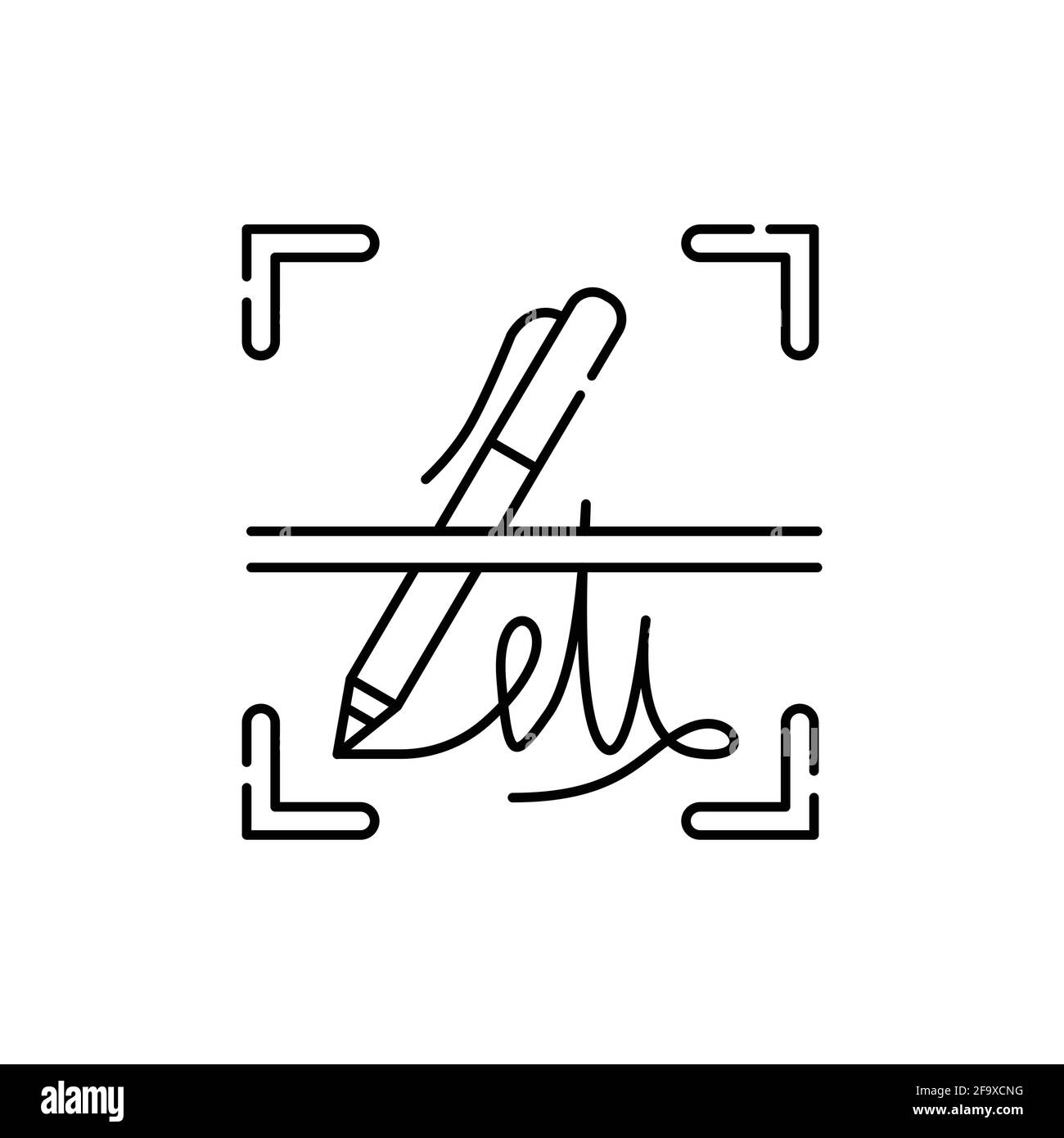 Signature identification olor line icon. ID and verifying person ...