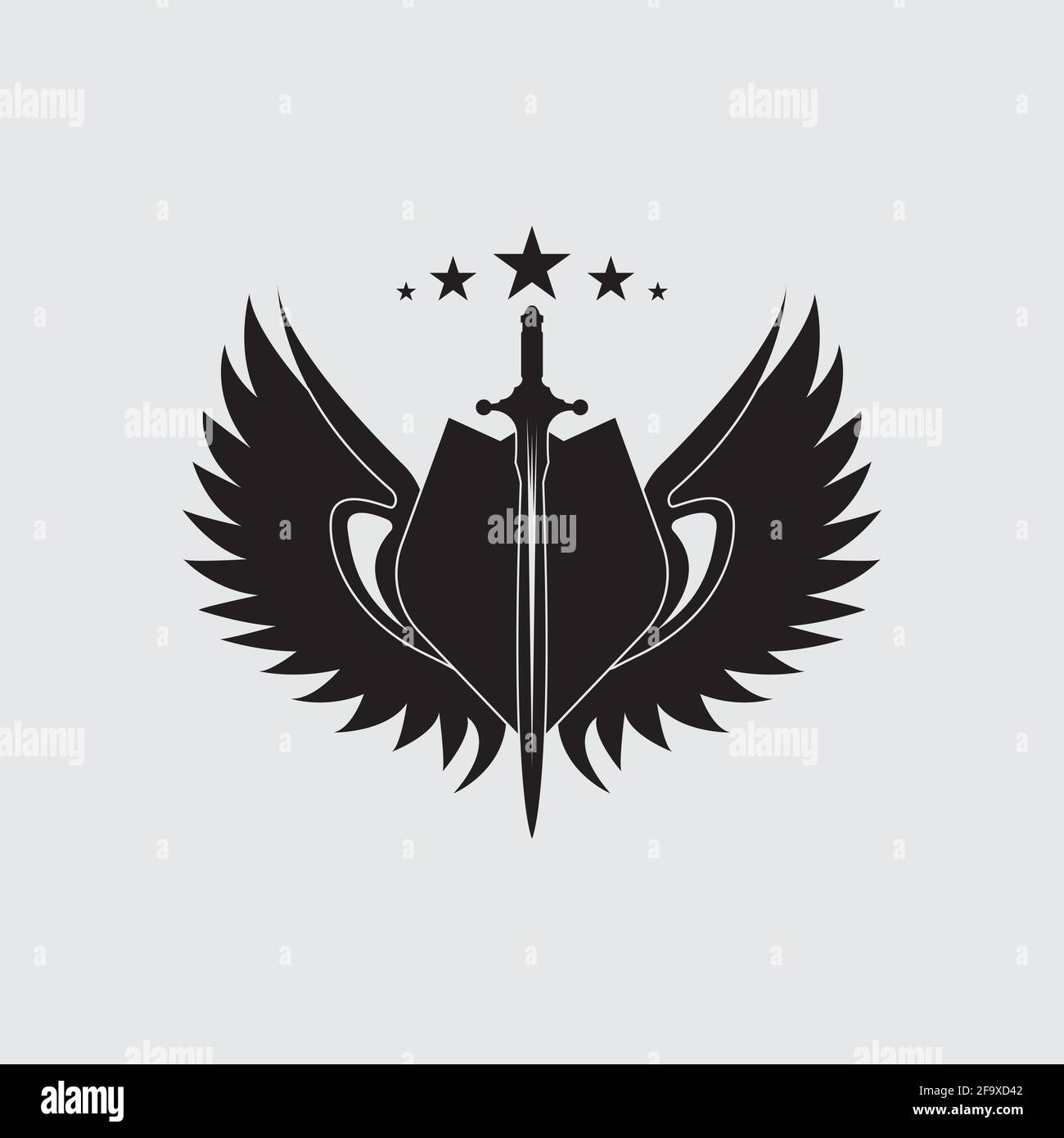 The winged sword with shield vector icon Stock Vector Image & Art - Alamy
