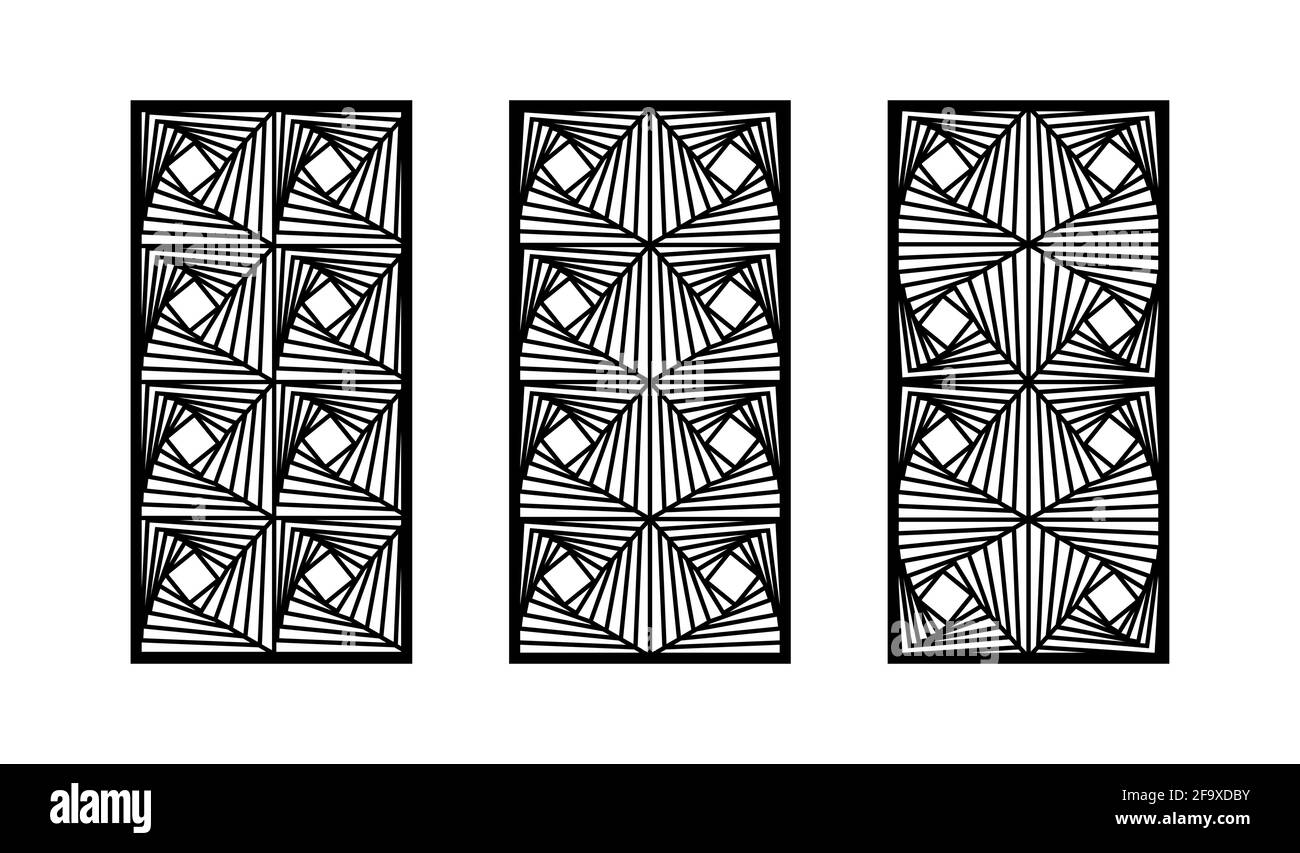 Decorative panel, screen,wall set. Modern cnc pattern. Vector panel for laser cutting. Template ...