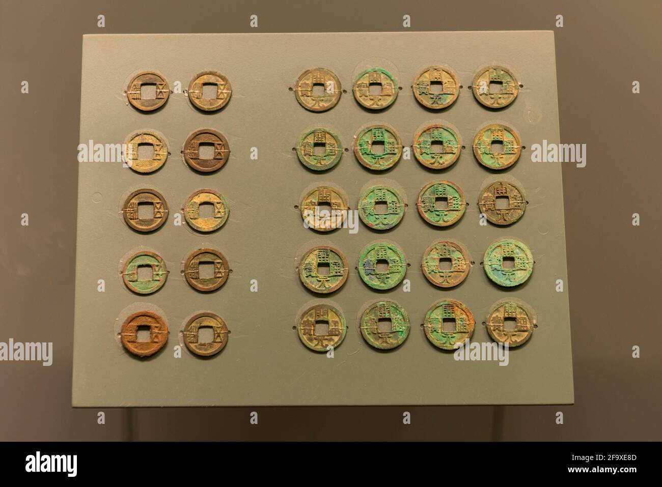 Right part - Kaiyuan Tongbao, bronze coins of the Tang Dynasty (618-907 ...