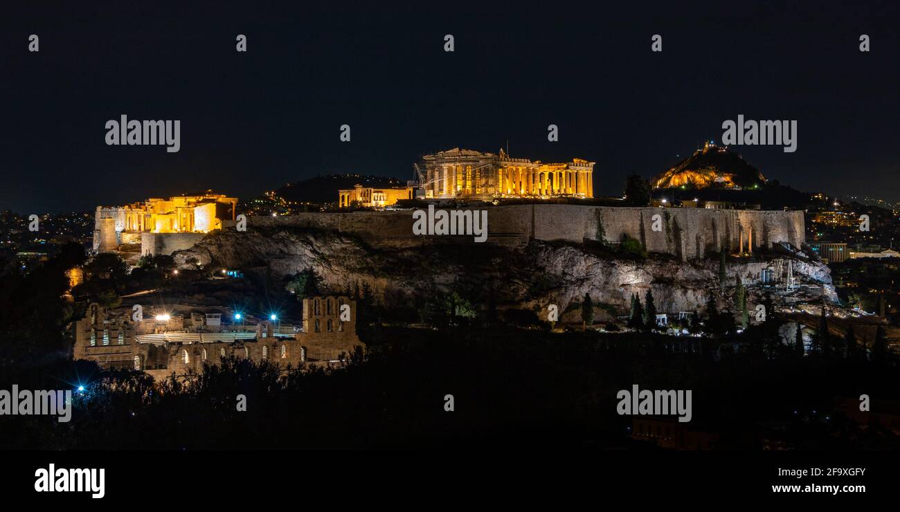 A picture of the Acropolis of Athens as seen from the Filopappou Hill ...