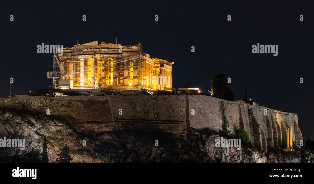 Parthenon athens illuminated hi-res stock photography and images - Alamy