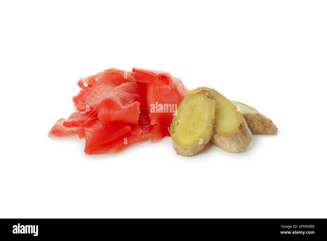 Red pickled ginger isolated on white background Stock Photo - Alamy