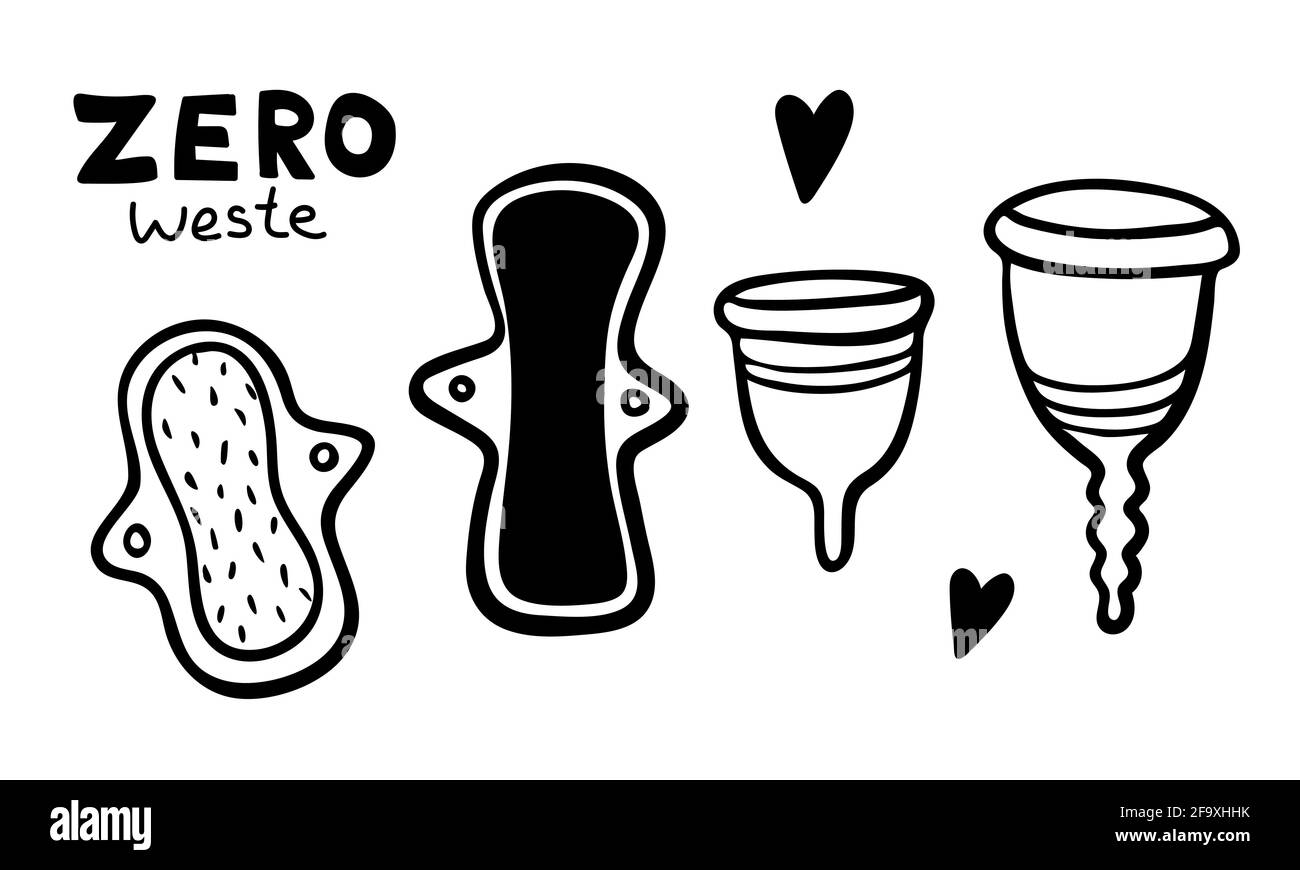 hand drawn menstrual set of design elements. Vector illustration ...