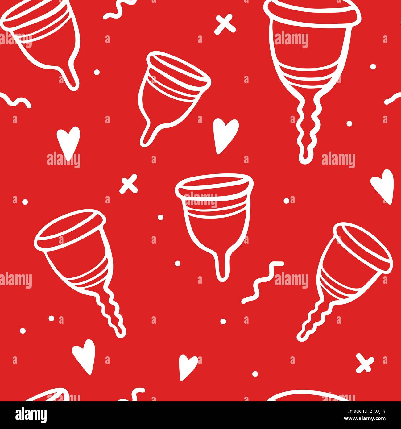 hand-drawn menstrual cup seamless pattern. Vector line illustration ...