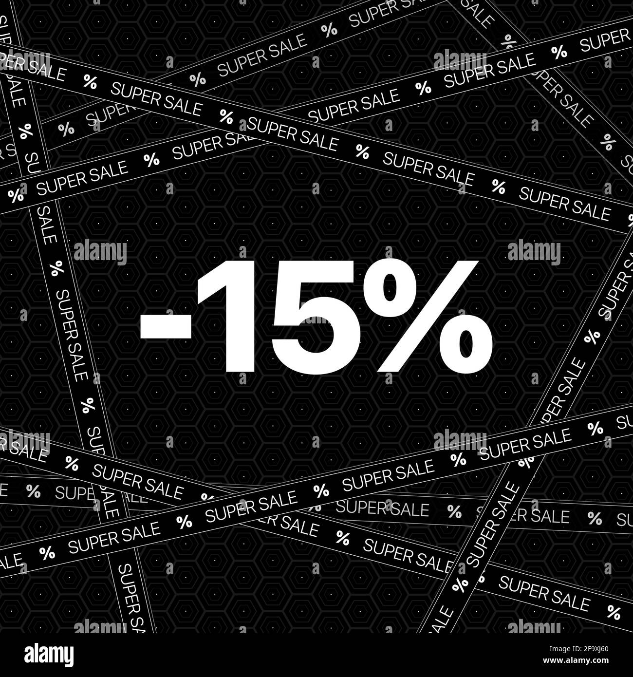15 Percent Discount Black Background With Super Sale Tapes. Vector ...