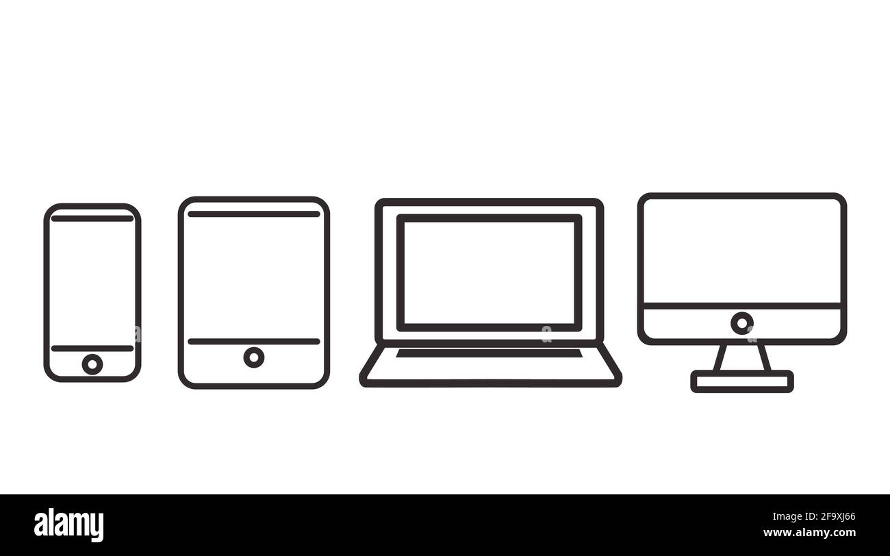 Devices Icon Set. Isolated illustration of mobile cellphone, tablet ...