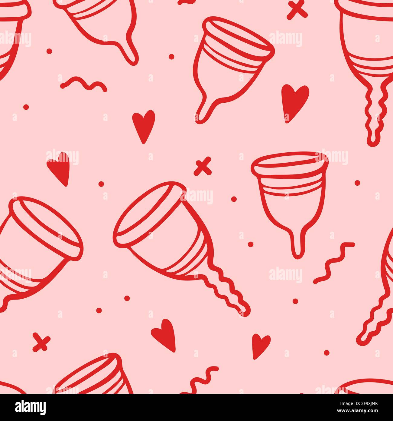 hand-drawn menstrual cup seamless pattern. Vector line illustration ...
