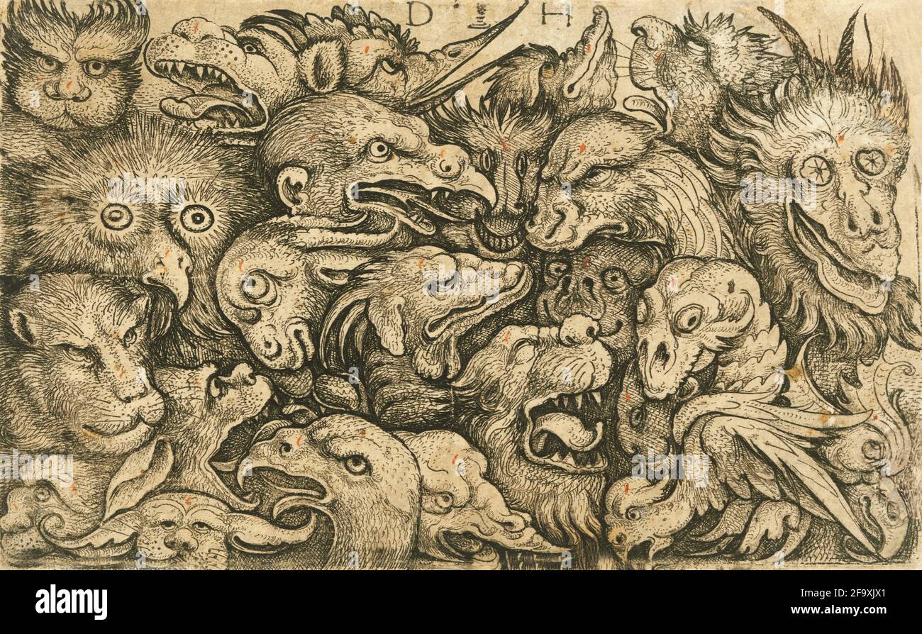 vintage art depicting heaven, hell and the last judgement Stock Photo ...