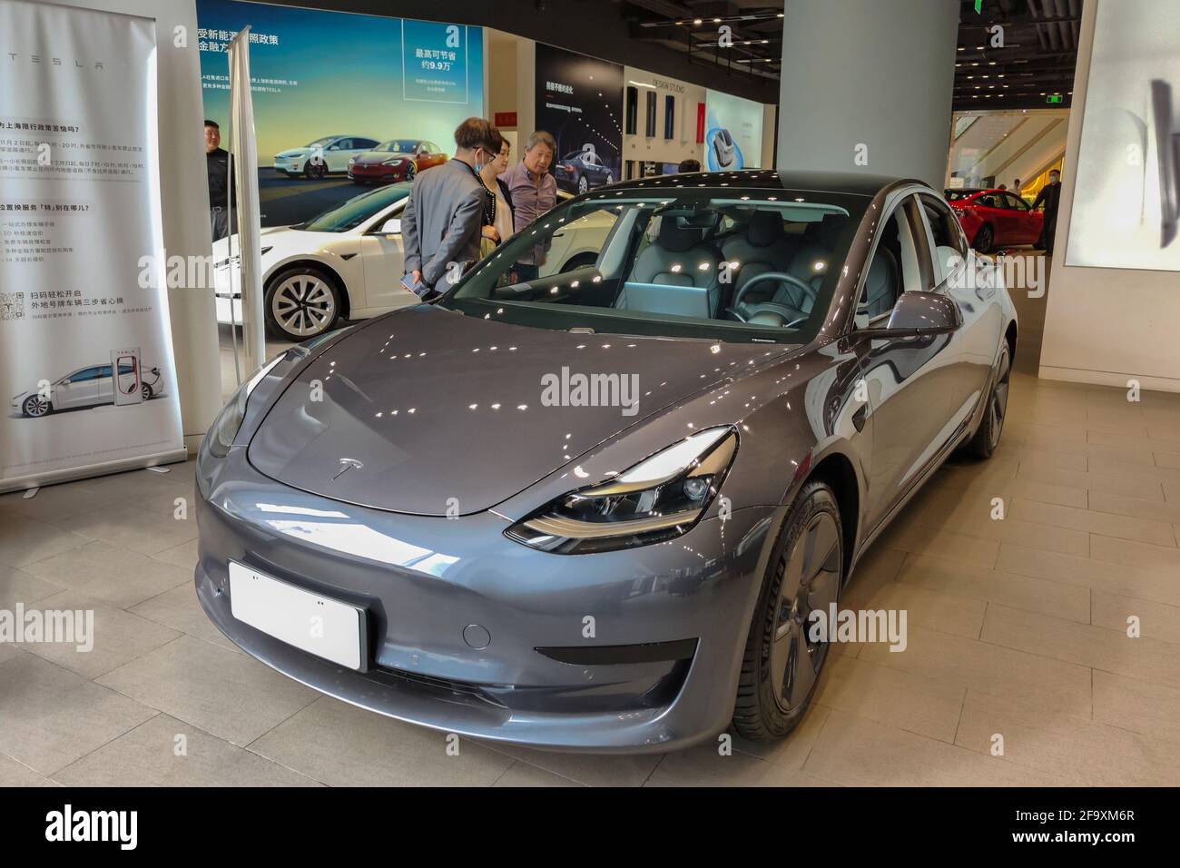 SHANGHAI, CHINA - APRIL 21, 2021 - Customers experience cars at the ...