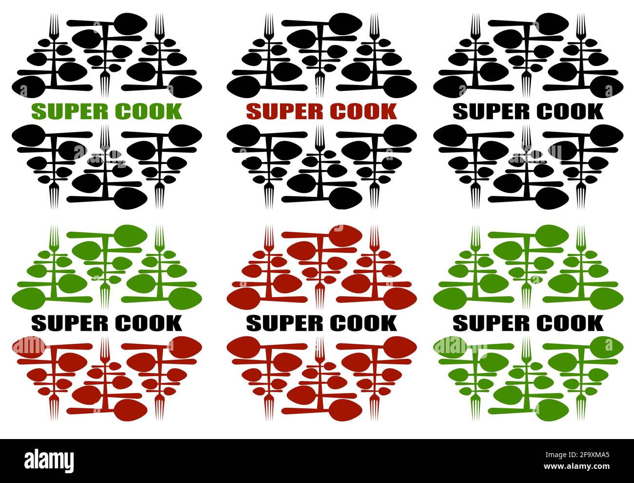 logo super chef from the ornament of spoons and forks with the ...