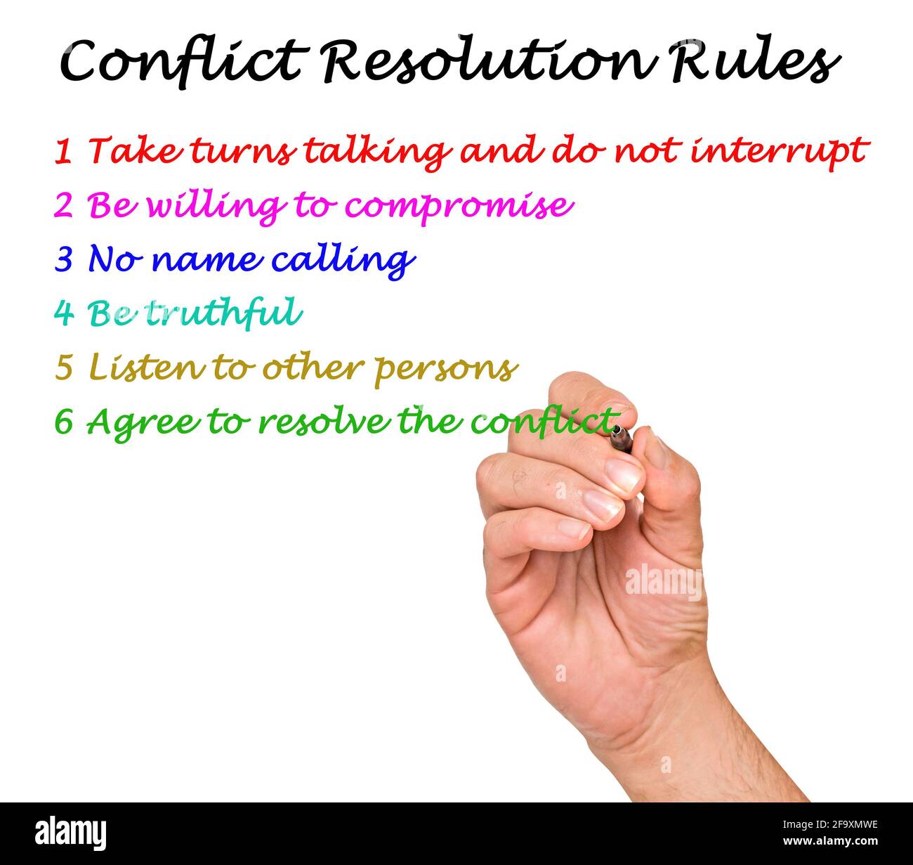 Six Rules for Conflict Resolution Stock Photo - Alamy