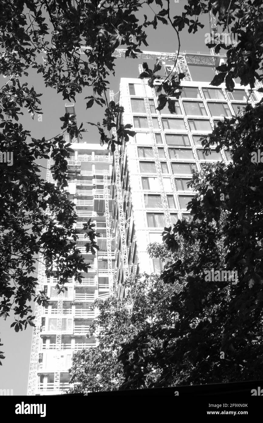 Residential apartment building exterior Black and White Stock Photos ...