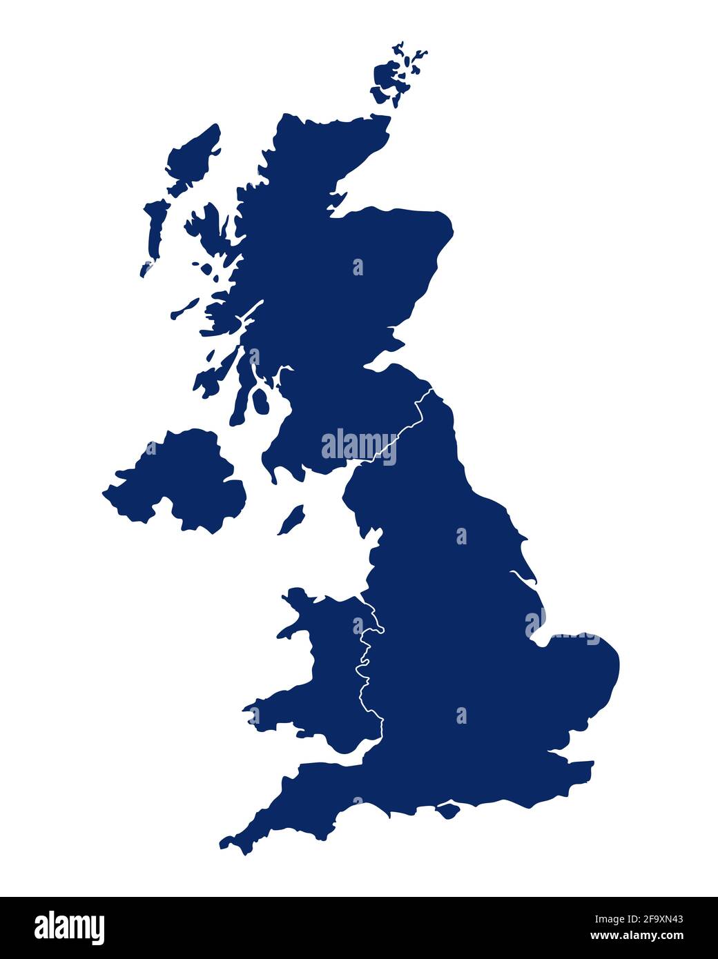 Map of Great Britain with regions and borders Stock Photo - Alamy