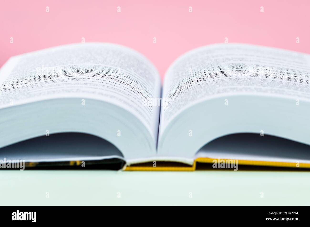 Open book on a coloured background Stock Photo - Alamy