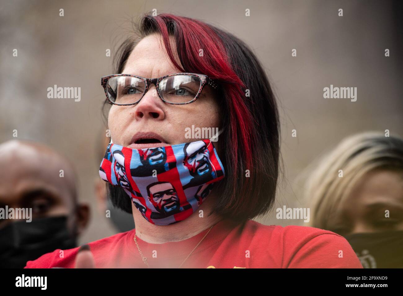 George Floyd's girlfriend, Courtney Ross speaks during a press ...