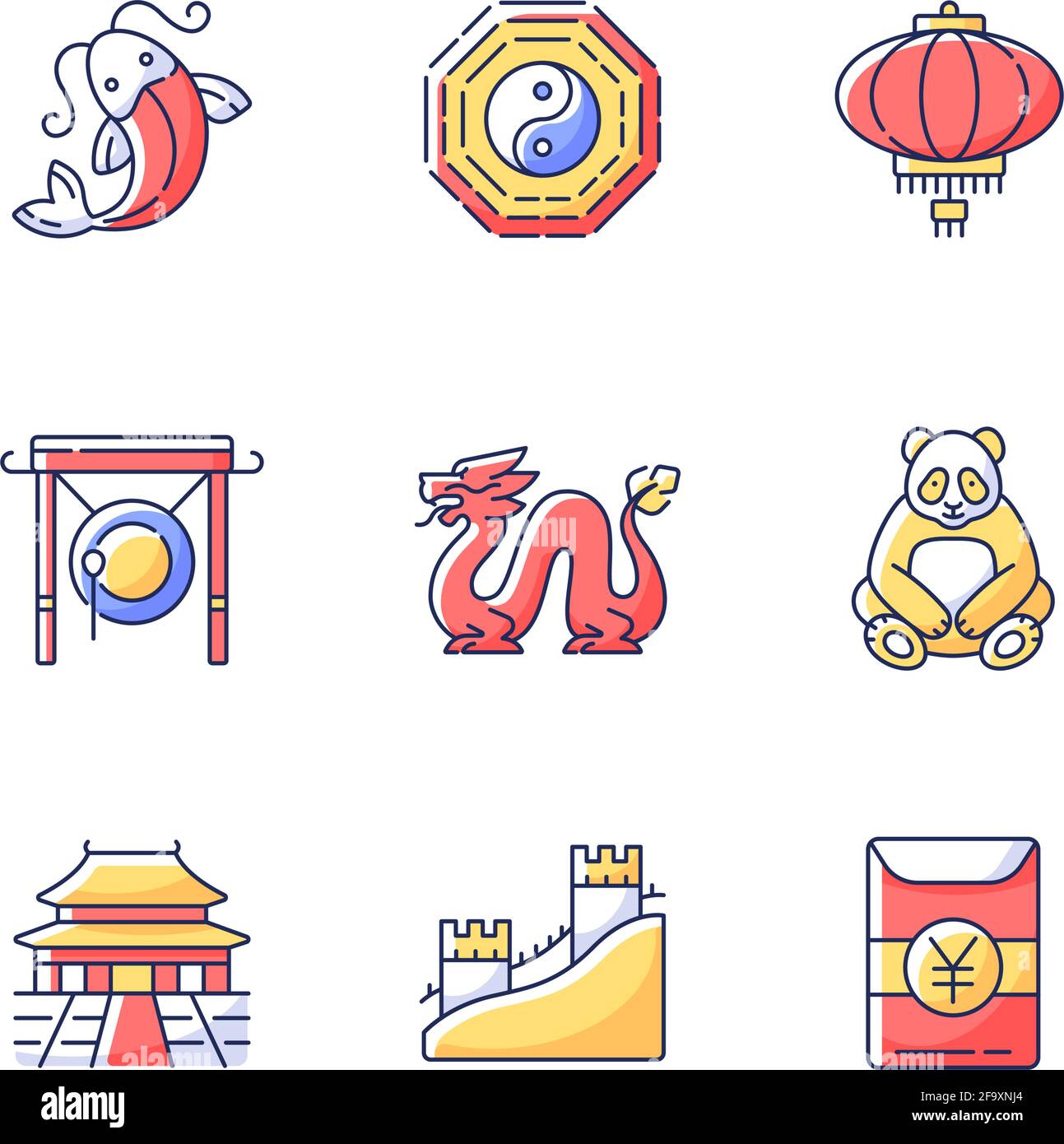 Oriental culture RGB color icons set Stock Vector Image & Art - Alamy
