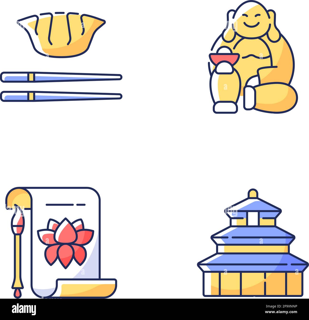 Chinese history RGB color icons set Stock Vector Image & Art - Alamy