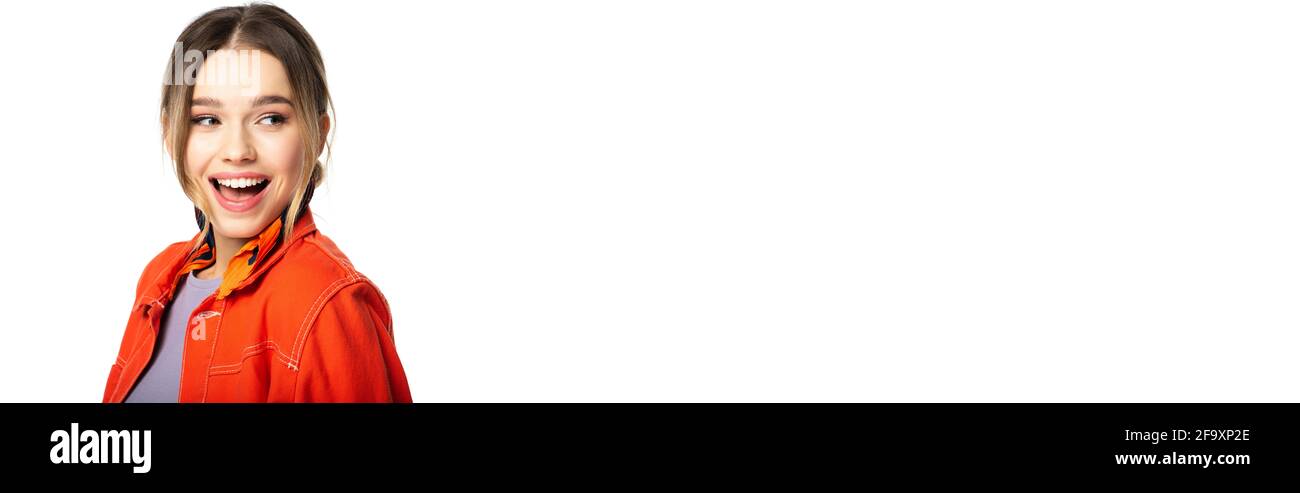 Amazed excited woman in Cut Out Stock Images & Pictures - Alamy