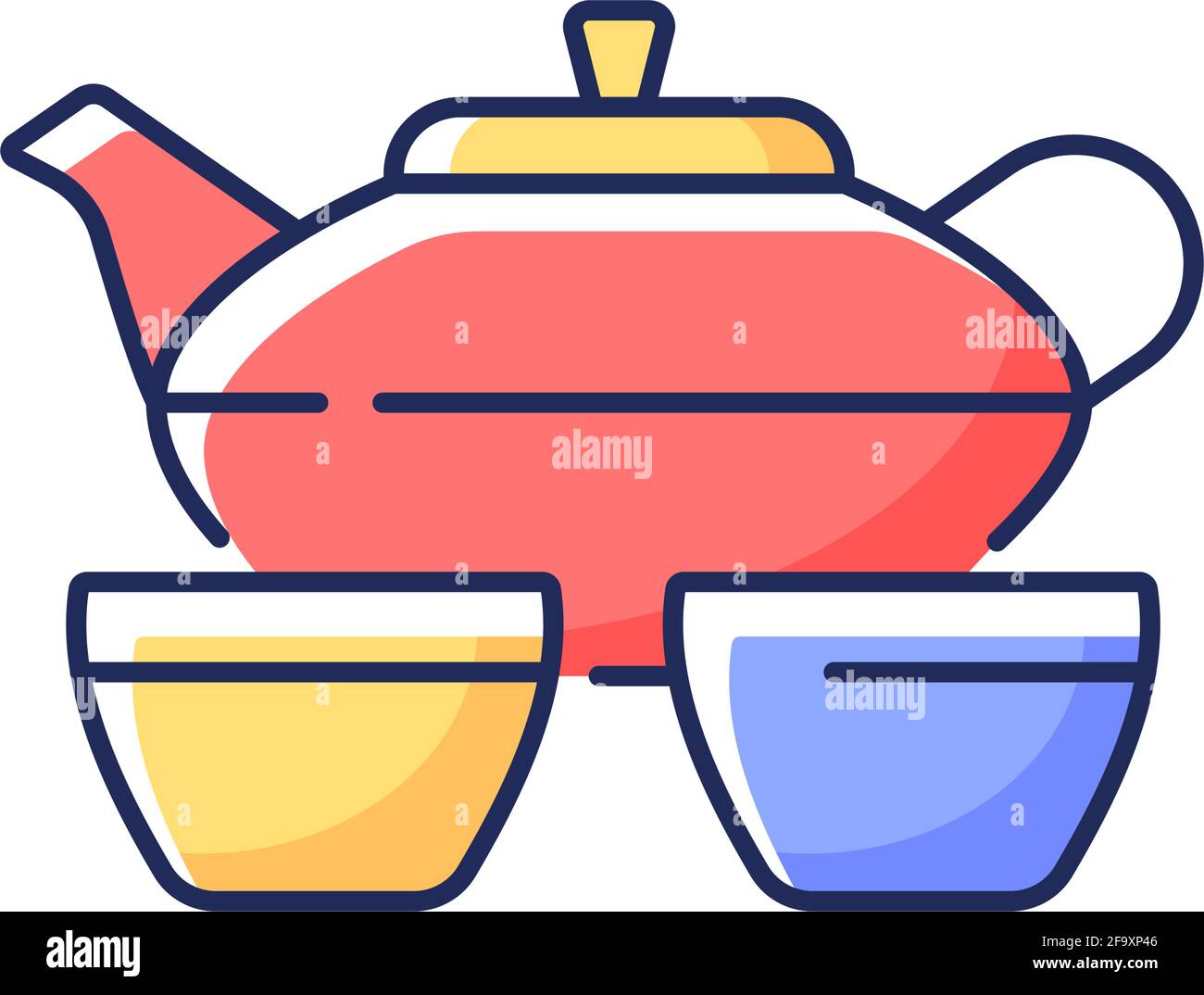 Chinese tea set RGB color icon Stock Vector Image & Art - Alamy