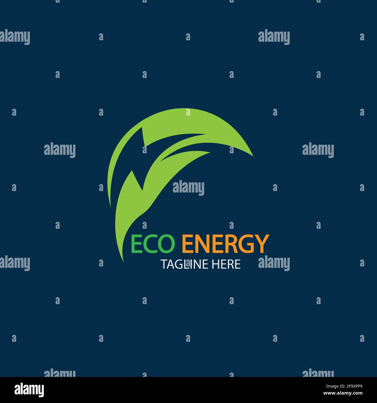 Eco Energy Vector Logo with leaf symbol. Green color with flash or ...