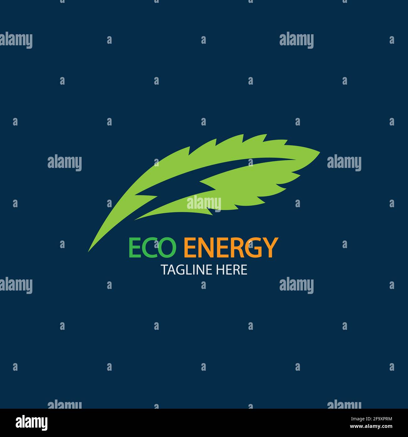 Eco Energy Vector Logo with leaf symbol. Green color with flash or ...
