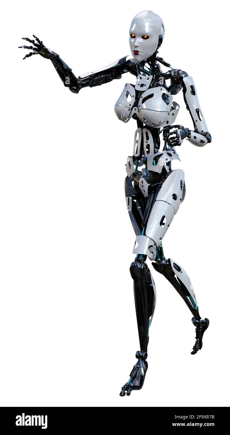 3D rendering of a female robot isolated on white background Stock Photo ...