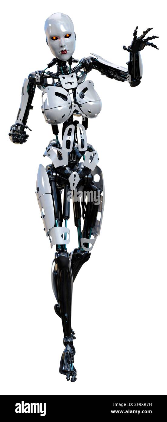 3D rendering of a female robot isolated on white background Stock Photo ...